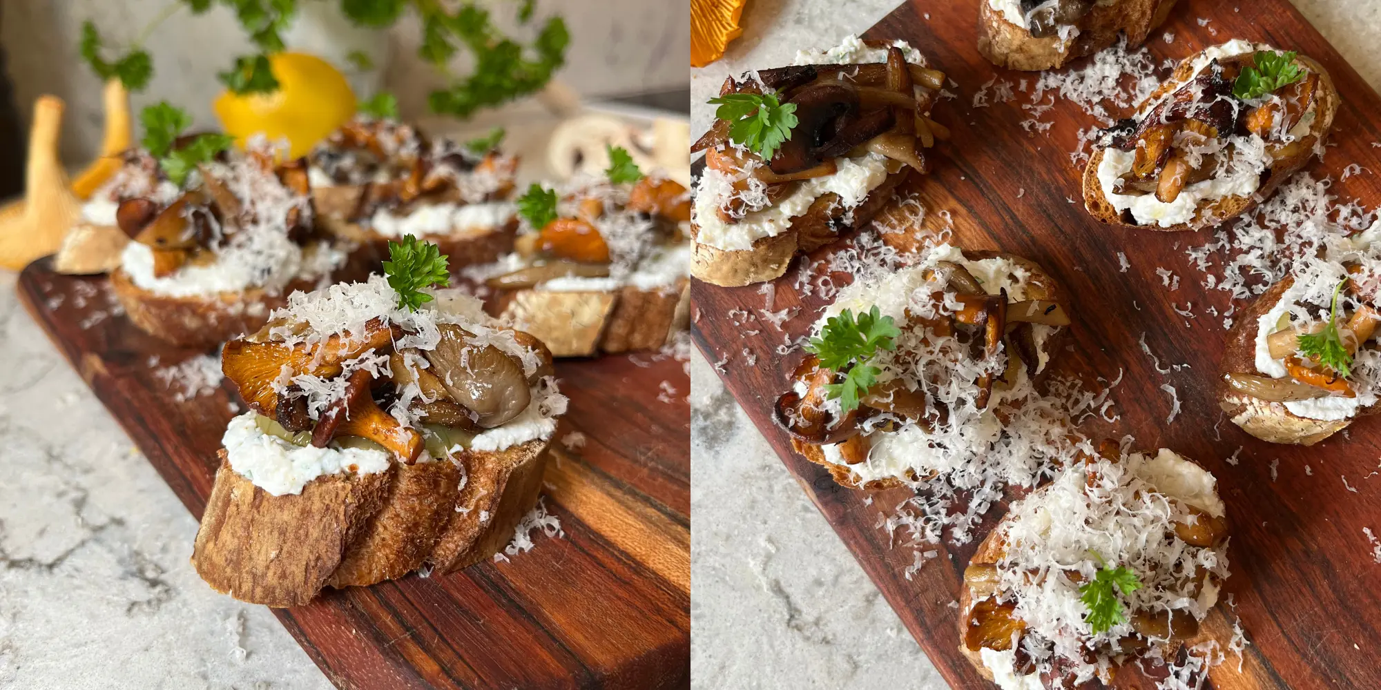 Crostini con funghi e ricotta - Härligt tilltugg med svamp ricotta